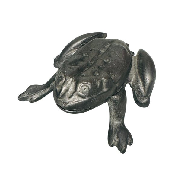 Accents | Vintage Metal Silver Frog Hide A Key Trinket Box Paper Weight ...